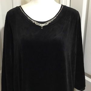 Quacker Factory | Tops | Quaker Factory Black Velour Top With ...